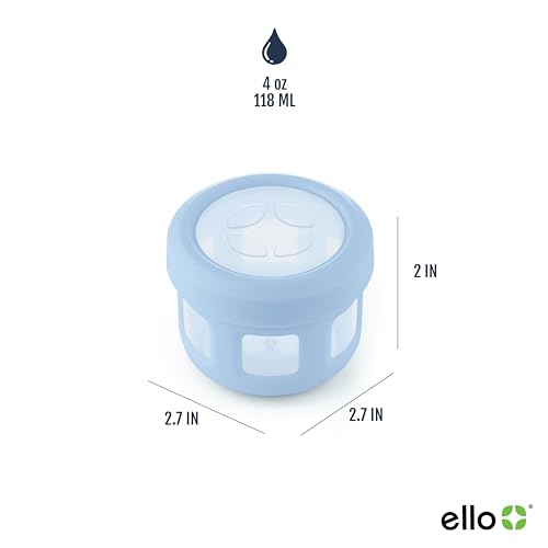 Ello Reusable Plastic Condiment Containers 4oz each with Screw-on Leak Proof Lid 6 Pack | Perfect for Salad Dressing Sauce Dips Lunchbox Picnic Travel Bento Box | BPA-Free | Dishwasher Safe | Sunny