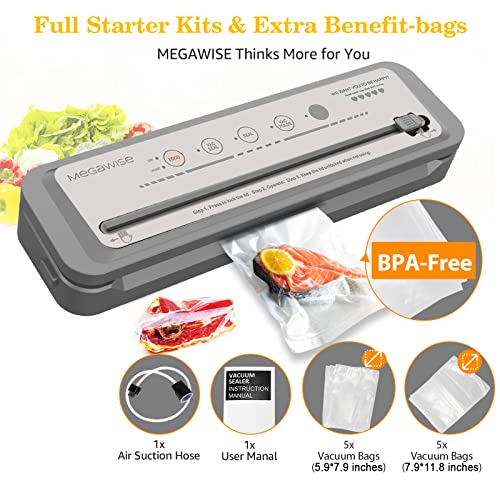 MegaWise Powerful but Compact Vacuum Sealer Machine (Silver Grey)