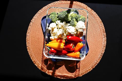 DURA LIVING 4-Piece Glass Food Storage Container (2 Containers + 2 Lids) | 11-Cup Rectangular, Leakproof | Microwave, Freezer, Oven & Dishwasher Safe | Ideal for Meal Prep & Pantry Organization