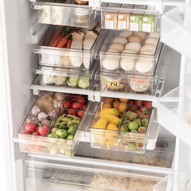 BLCEE Pet Drawer-style Refrigerator Storage Box - Large Capacity Sealed Fresh-keeping Box, Transparent Kitchen Storage Bin, Egg Carton
