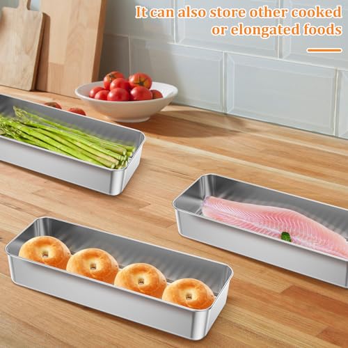 2Pcs Deli Meat Container for Fridge, Stainless Steel Bacon Storage Container for Refrigerator, Airtight Lunch Meat Storage Container with Lid, Cheese Keeper Box, Deli Holder Organizer (2 Black)