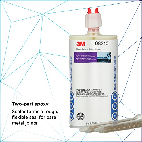 3M Bare - Metal Seam Sealer, 08310, Beige Color, Two-Part, Non-Sagging, Self-Mixing Epoxy, 200 ml/6.75 fl oz Cartridge