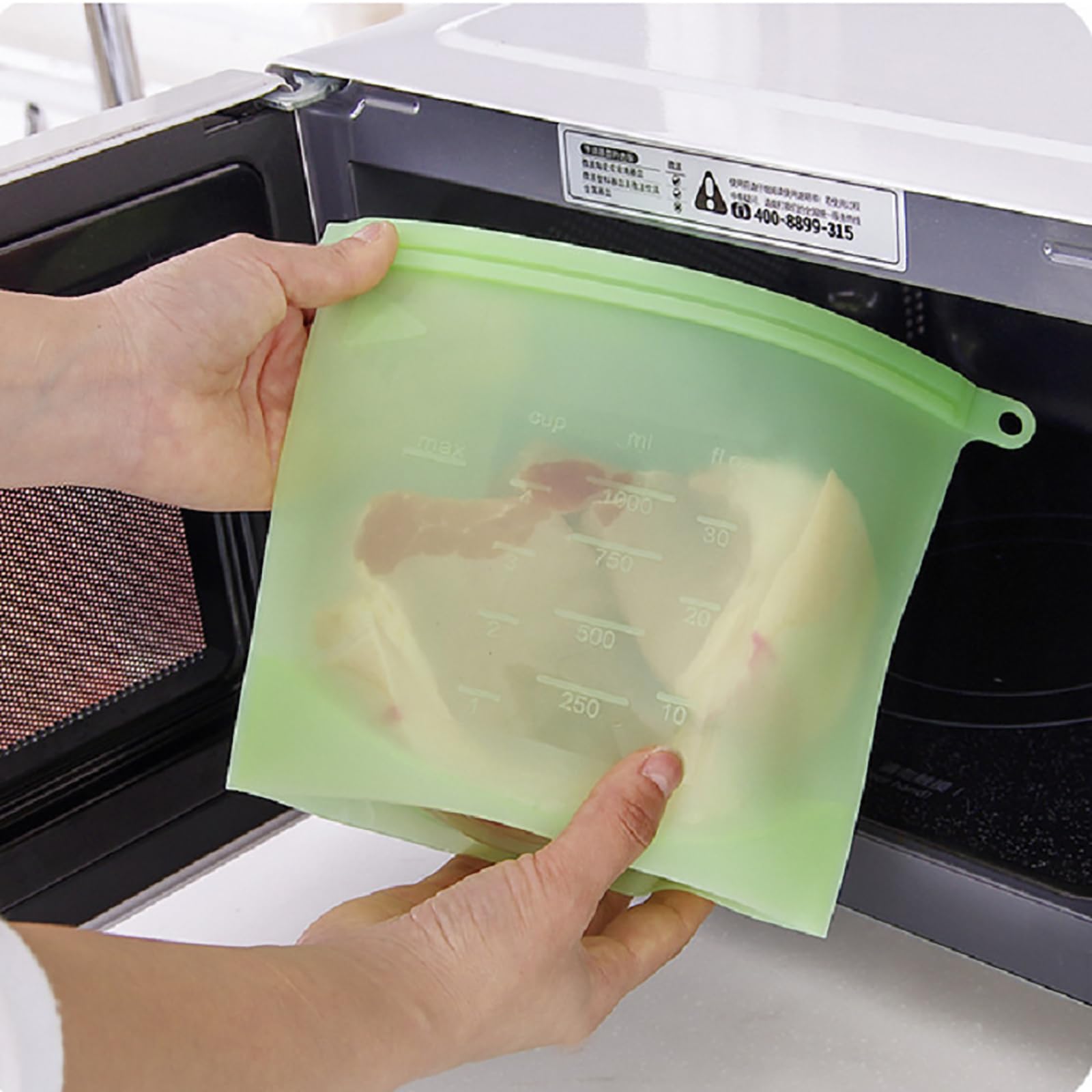 Reusable Silicone Food Storage Bags, WINDSIUUU 100% Silicone Food Grade Containers, Leakproof, Sandwich Snack Bags, Stand Up Zip Container for Soup and Leftovers, Dishwasher & Microwave Oven Safe-18OZ