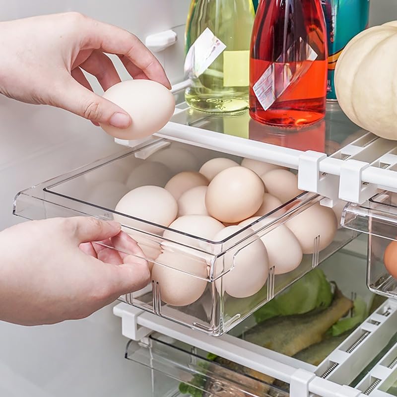 BLCEE Pet Drawer-style Refrigerator Storage Box - Large Capacity Sealed Fresh-keeping Box, Transparent Kitchen Storage Bin, Egg Carton
