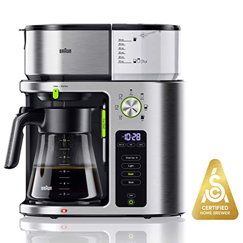 Braun MultiServe Coffee Machine 7 Programmable Brew Sizes / 3 Strengths + Iced Coffee, Glass Carafe (10-Cup), Stainless Steel, KF9070S