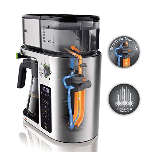 Braun MultiServe Coffee Machine 7 Programmable Brew Sizes / 3 Strengths + Iced Coffee, Glass Carafe (10-Cup), Stainless Steel, KF9070S