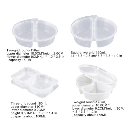 Double Compartment Condiment Container,2 Compartment Snack Containers with Lids,Small Food Storage Containers,Double Compartment Snack Containers for to-go Sauce, Sampling, Travel Snack (Round 150ml)