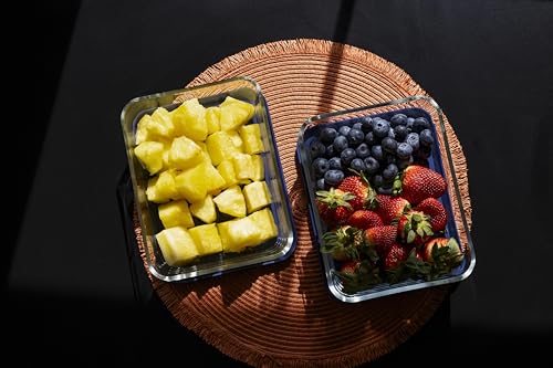 DURA LIVING 4-Piece Glass Food Storage Container (2 Containers + 2 Lids) | 11-Cup Rectangular, Leakproof | Microwave, Freezer, Oven & Dishwasher Safe | Ideal for Meal Prep & Pantry Organization