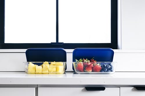 DURA LIVING 4-Piece Glass Food Storage Container (2 Containers + 2 Lids) | 11-Cup Rectangular, Leakproof | Microwave, Freezer, Oven & Dishwasher Safe | Ideal for Meal Prep & Pantry Organization