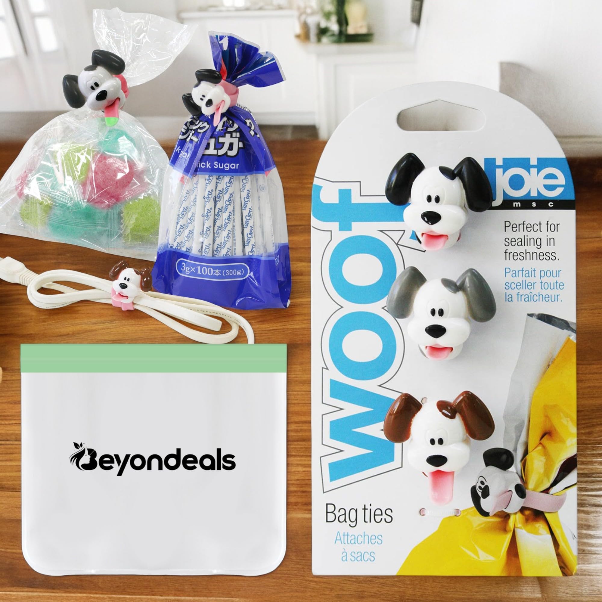 Msc International Joie Silicone Woof Bag Ties, 0.96 Ounces, Bundle With Beyondeals Food Storage Bag - Durable, Reusable Twist Ties For Bags, Secure Seal For Freshness, Versatile Use, Pack Of 6