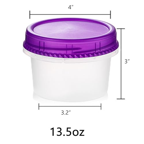 8Pack 13.6oz/400ml Plastic Containers with Twist Top Lids, Airtight Reusable Containers for Leftover Food and Soup, Frozen and Microwave Safe (Mixed Color)