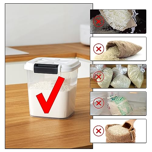 LivLab 10LBS Flour Container - Rice Dispenser 10LBS/5KG/5Qt Food Cereal Container Bins with Measuring Cup for Household Pantry Organization (10 LBS)