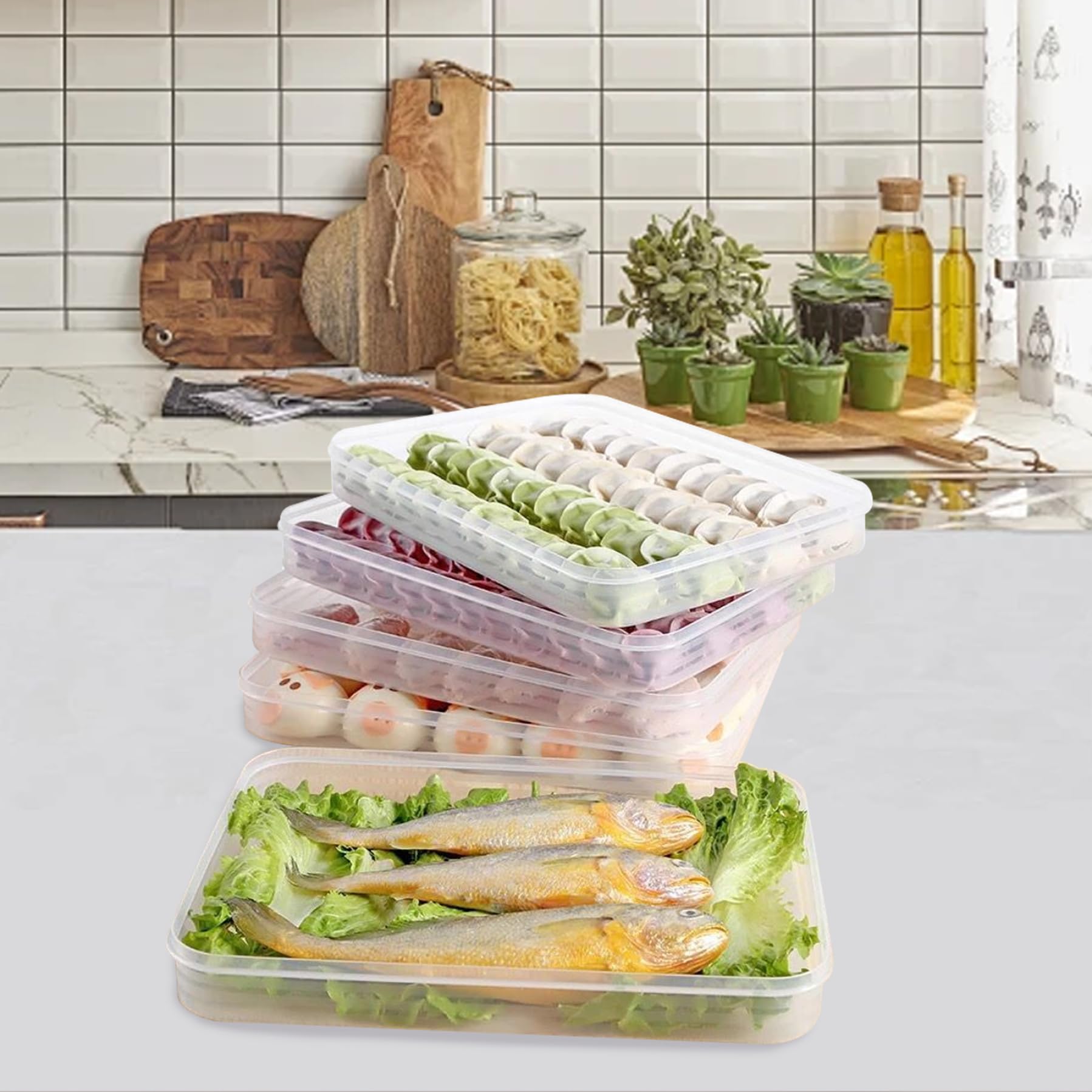 Snack Container Food Storage Container 3Pcs Dumpling Container Box Food Grade Plastic Snack Container Stackable Cookie Container with Lid Transparent Microwave Fridge Safe Storage Containers