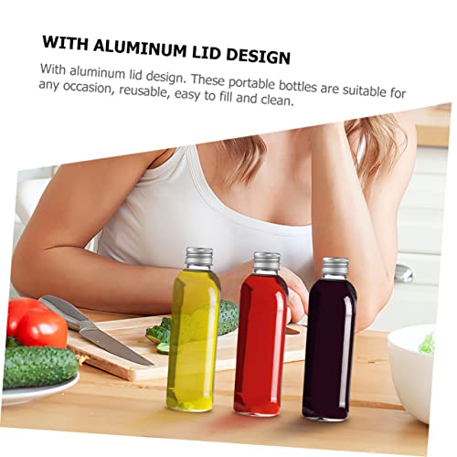 HEALLILY 8pcs Transparent Beverage Bottle Clear Milk with Lids Juice Bottles with Caps Distilled Water Gallons Case/6 Plastic Juice Bottles Drink Container Ordinary Small Empty Bottle