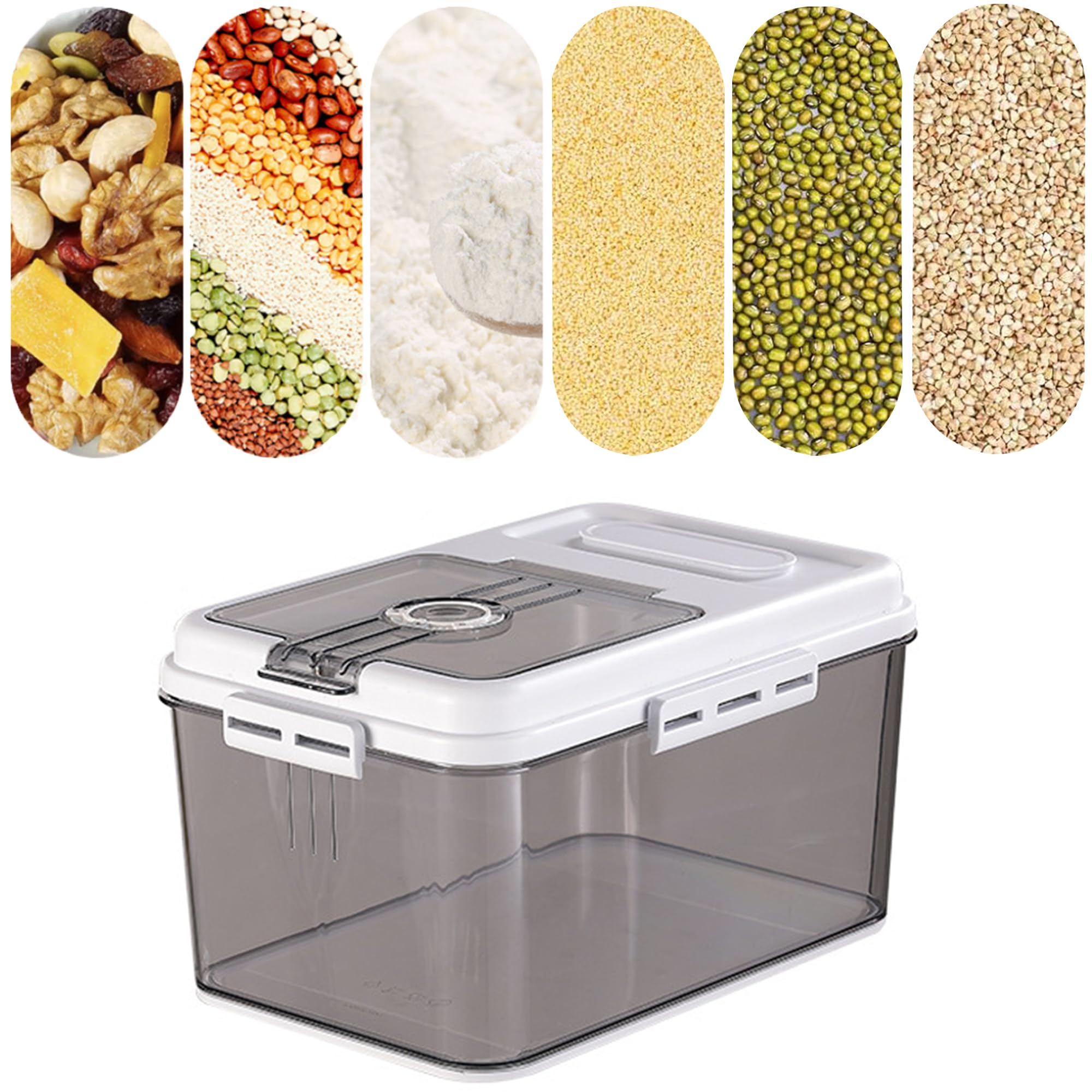IULAVP Food Storage Containers with Lids:Cereal Storage Container with Measuring Cup, 10lbs Food Storage Containers for Rice, Flour, Sugar, Cereal, Kitchen Storage