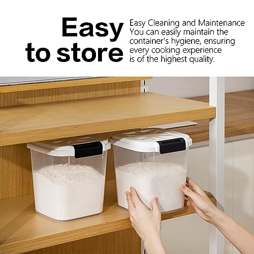 LivLab 10LBS Flour Container - Rice Dispenser 10LBS/5KG/5Qt Food Cereal Container Bins with Measuring Cup for Household Pantry Organization (10 LBS)