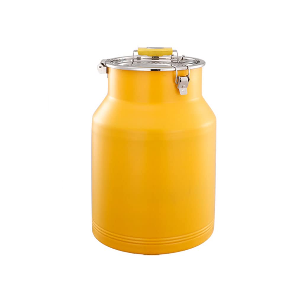 YISHUOYZBS Stainless steel storage tank,Containers Airtight with Portable Handle, Large Kitchen Rice Canisters Bucket with Lids and Side Locking Clamp,Great for Flour Snacks Sugar Cereal-Yellow||8L