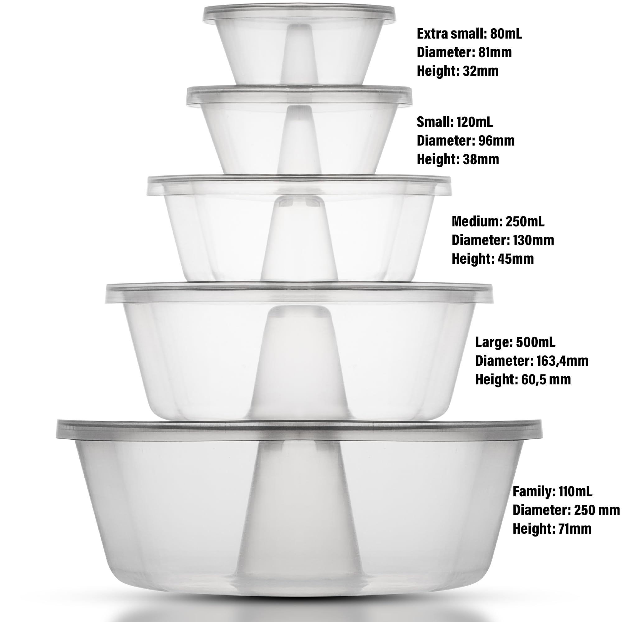 GTR SOURCE Oven Safe Large Plastic Bain-Marie baking containers - Pudding/Flan - Not Reusable - 500mL/ 16oz (Pack of 6)., Clear, pudim04