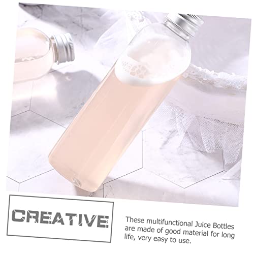 HEALLILY 8pcs Transparent Beverage Bottle Clear Milk with Lids Juice Bottles with Caps Distilled Water Gallons Case/6 Plastic Juice Bottles Drink Container Ordinary Small Empty Bottle