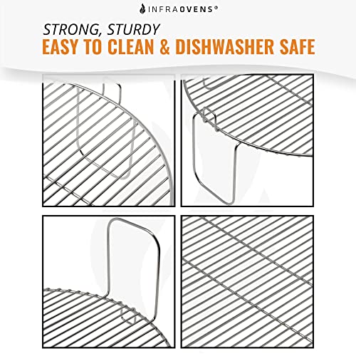 4 inch Stainless Steel Grill Rack Compatible with NuWave® Oven Pro, Primo, NutriChef, Black Decker | Reversible Grate Accessory for Cooking, Baking, Cooling in Infrared Kitchen Convection Toaster Oven