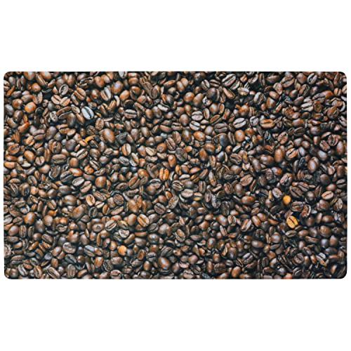 Drymate Coffee Maker Mat, (Coffee Station Bar Accessory) Protects Kitchen Countertops From Spills, Stains & Scratches - Absorbent/Waterproof/Machine Washable (USA Made) (12β x 20β) (Coffee Beans)