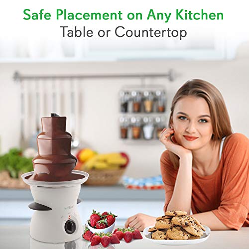 Nutrichef 3 Tier Fondue Fountain-Electric Stainless Choco Dipping Warmer Machine, Keep Warm-for Melted Chocolate, Candy, Butter, Cheese, Caramel, White, One Size