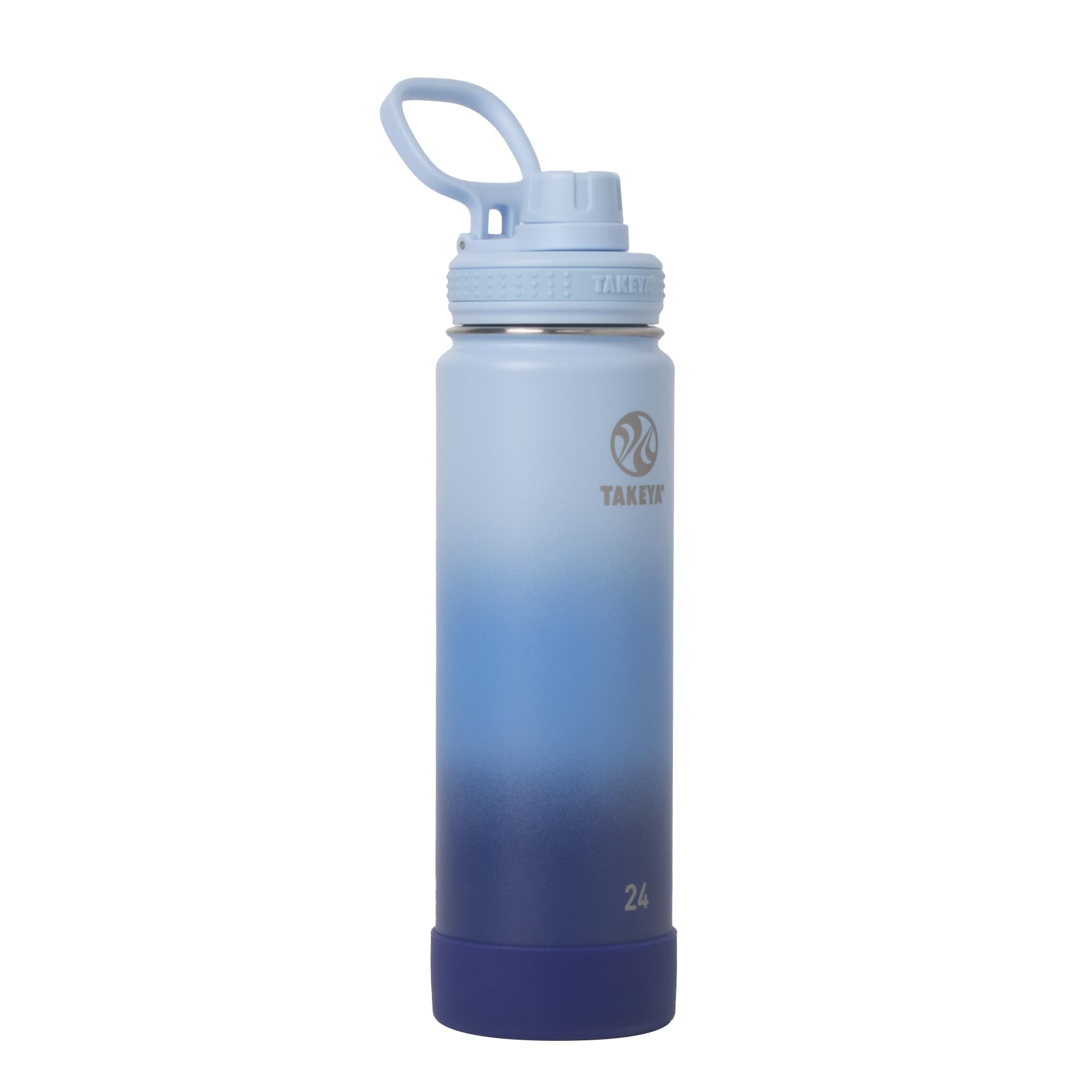 Takeya Actives Water Bottle with Spout Lid - Bottle with Double Stainless Steel Insulation - Dishwasher Safe & BPA-Free - Bottle with Spout Lid & Removable Bumper - 24 oz, Ombre Pacific Blue