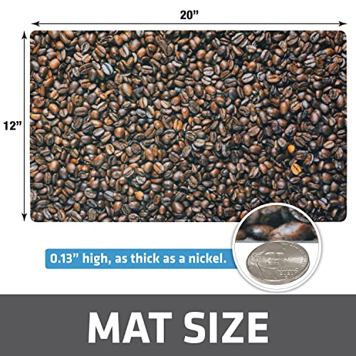 Drymate Coffee Maker Mat, (Coffee Station Bar Accessory) Protects Kitchen Countertops From Spills, Stains & Scratches - Absorbent/Waterproof/Machine Washable (USA Made) (12β x 20β) (Coffee Beans)