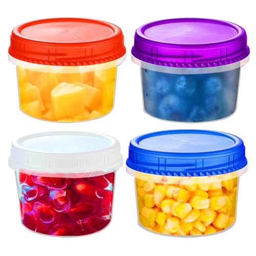 8Pack 13.6oz/400ml Plastic Containers with Twist Top Lids, Airtight Reusable Containers for Leftover Food and Soup, Frozen and Microwave Safe (Mixed Color)