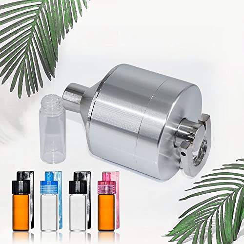 Aluminium Alloy Grinder, Portable Spice Grinder with Storage Bottle, Silver, 1+4 Piece