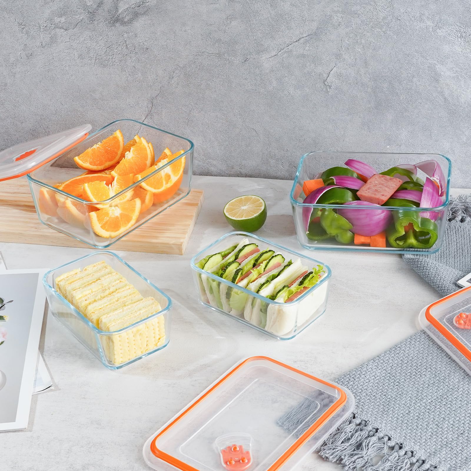 NUTRIUPS 16oz Glass Food Storage Containers with Lids, Set of 2 Reusable Meal Prep Containers, Glass Lunch Box, Lunch Containers