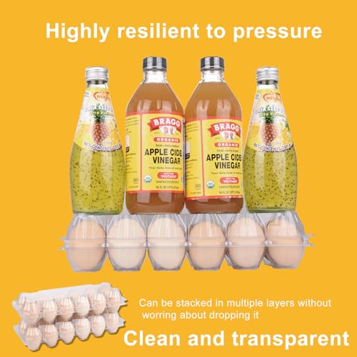 Gorander Clear Plastic Egg Carton for 12 Eggs,100 Packs Egg Tray Reusable Large Size Egg Cartons with Labels Perfect for Refrigerator Chicken Farm Markets(Large size)