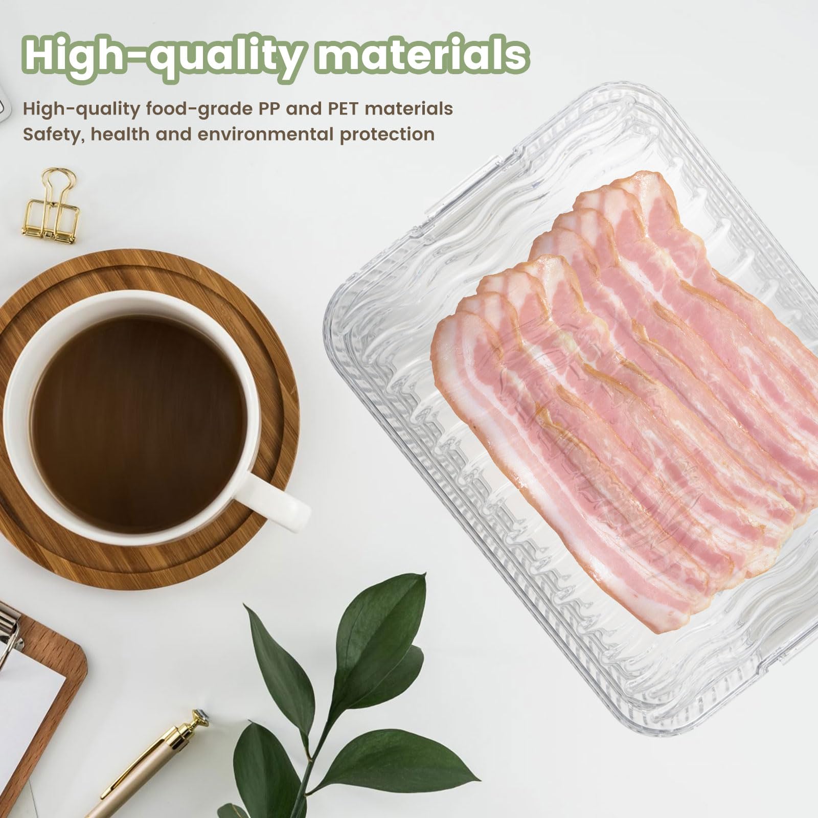 Tzdxfgl Deli Meat Container for Fridge, 3 Layer Bacon Meat Container for Refrigerator with Date Recording Function, Food Grade Food Organizing Box, Removable Bacon Keeper Fridge for Home