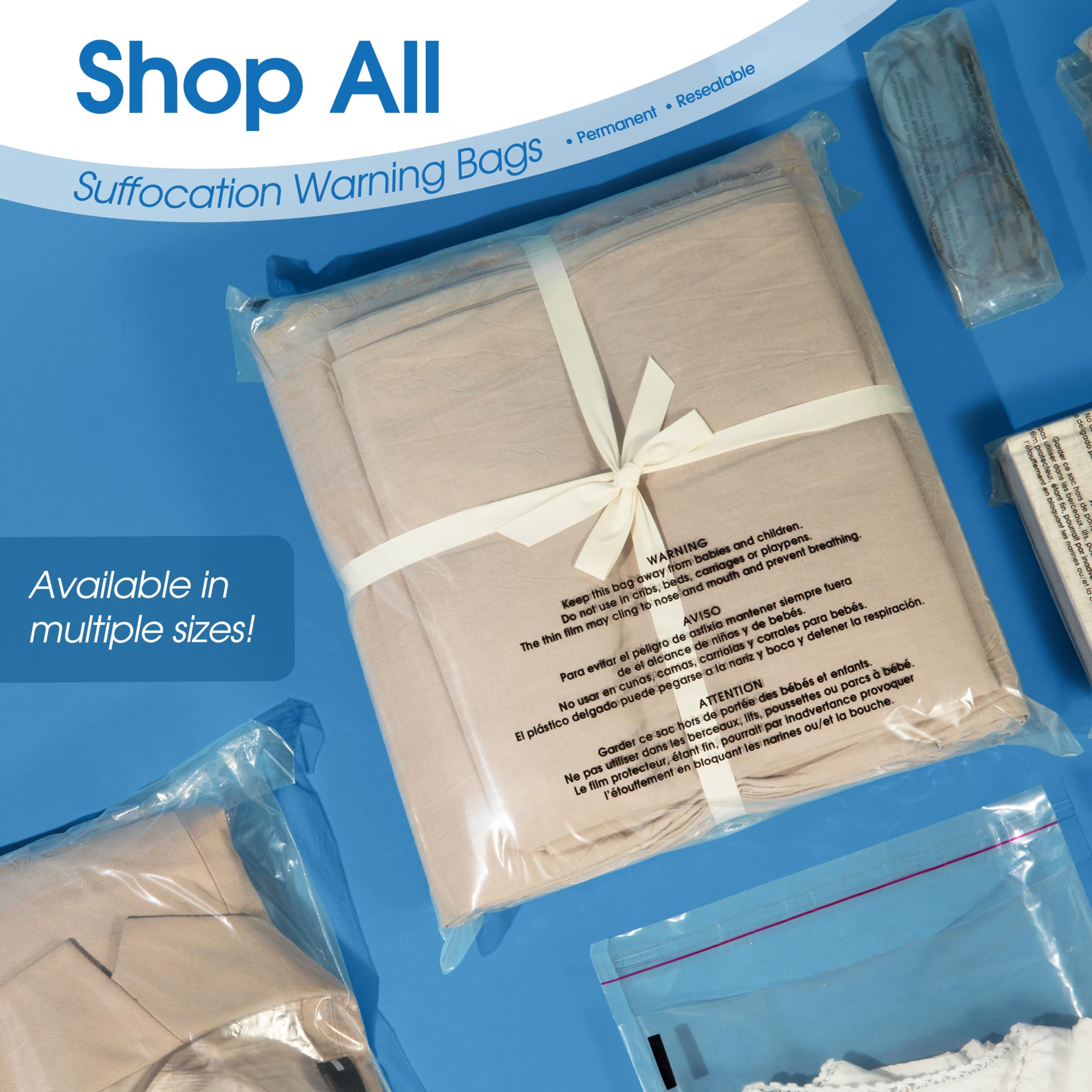 Spartan Industrial - 11” X 14” (200 Count) Self Seal Clear Poly Bags with Suffocation Warning for Packaging, T Shirts & FBA - Permanent Adhesive