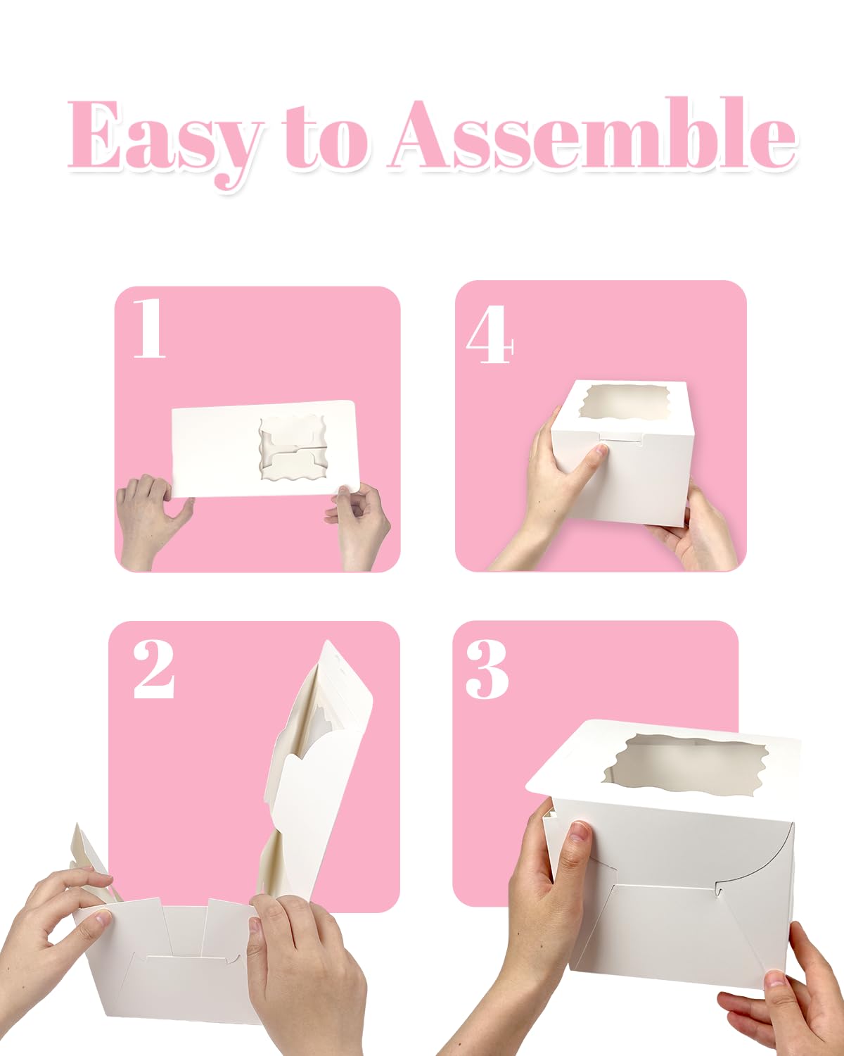 Bakepacker 36pcs 6x6x5 Inches Cake Boxes with Window 18-Packs White Cake Boxes 6 Inch Bakery Boxes (18 Cake Boxes +18 Cake Boards)