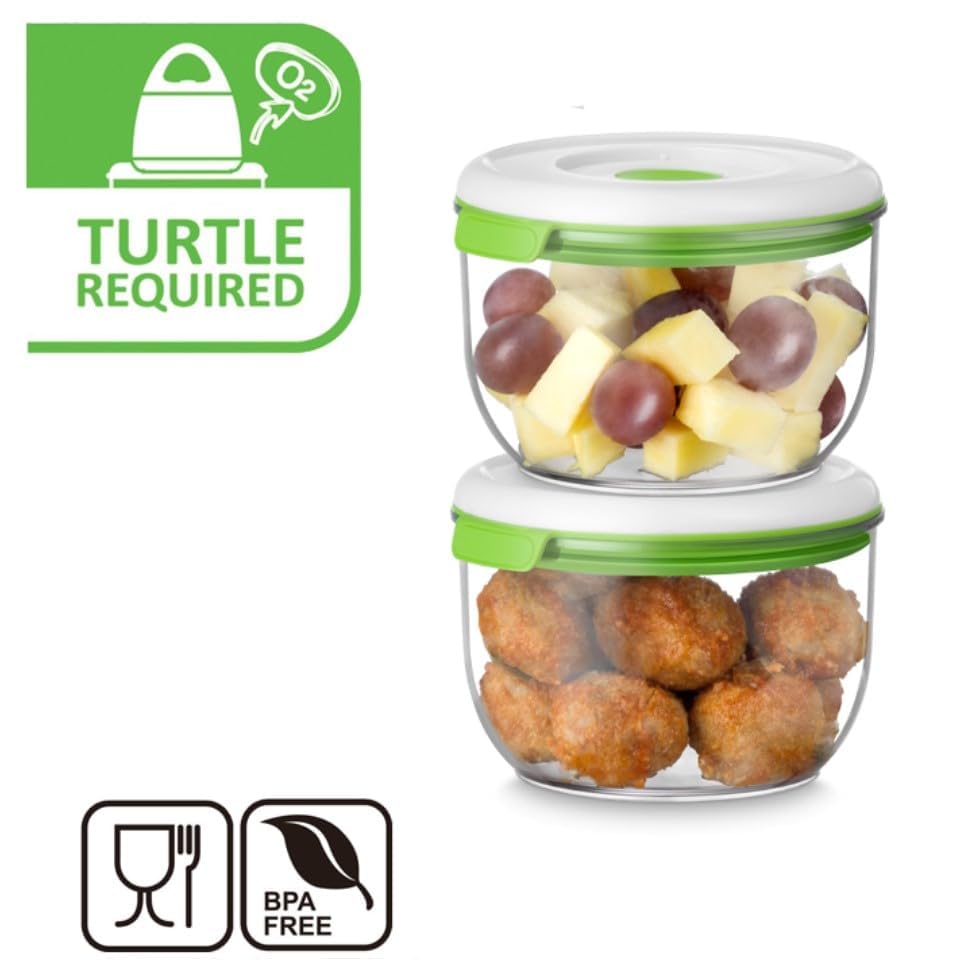 FOSA Vacuum Seal Food Storage System Reusable Medium Containers, 2 pack, 850ml size (Vacuum Pump not Included)¡