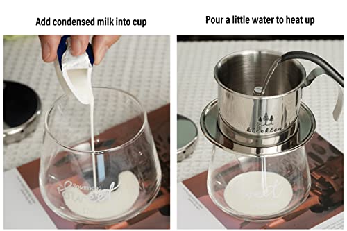 kleeklea Vietnamese Coffee Drip Filter, Vietnamese Coffee Maker, Phin, Filter Paper Free Stainless Steel Camping Coffee Maker ,Small French Press Portable Cup, Single Serve Coffee Maker