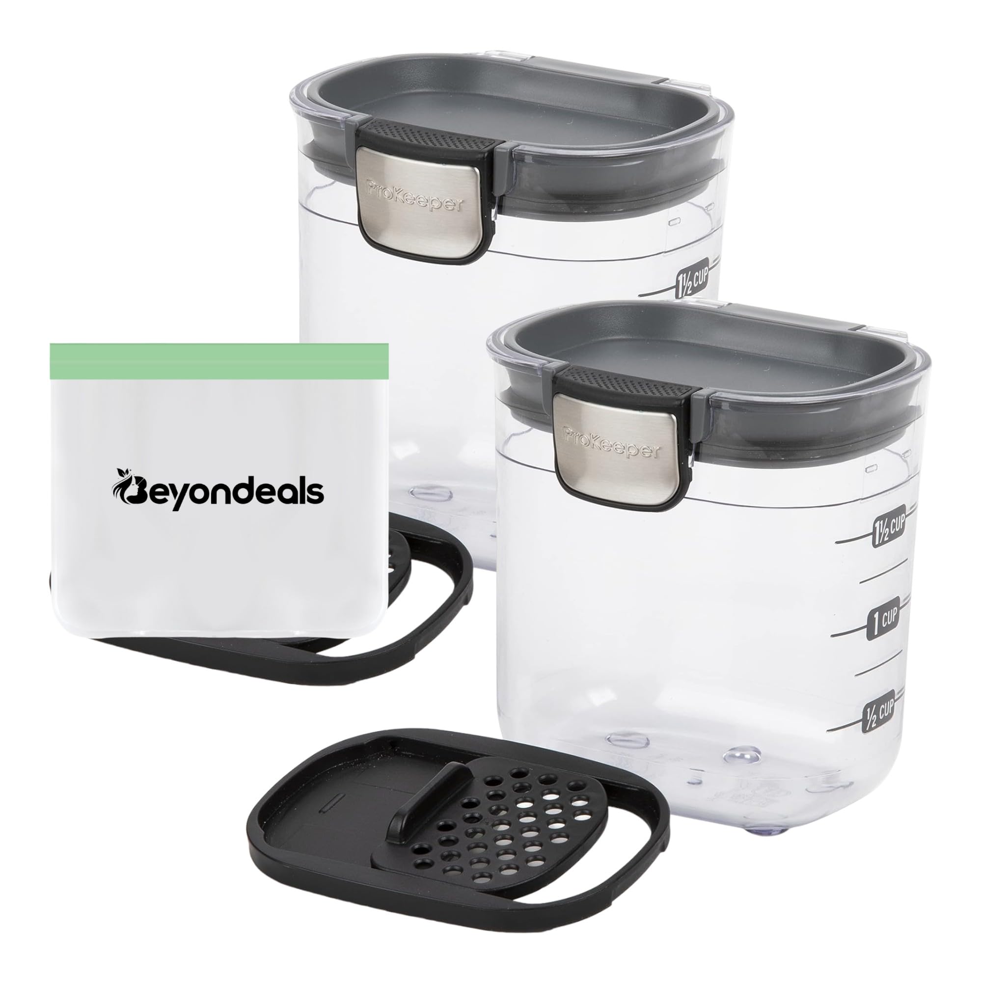 Beyondeals ProKeeper+ 0.14kg Progressive Prepworks Containers, Bundle Reusable Food Storage Bag, Stackable Kitchen Organizer, Airtight Seal, BPA-Free, [Pack of 2]