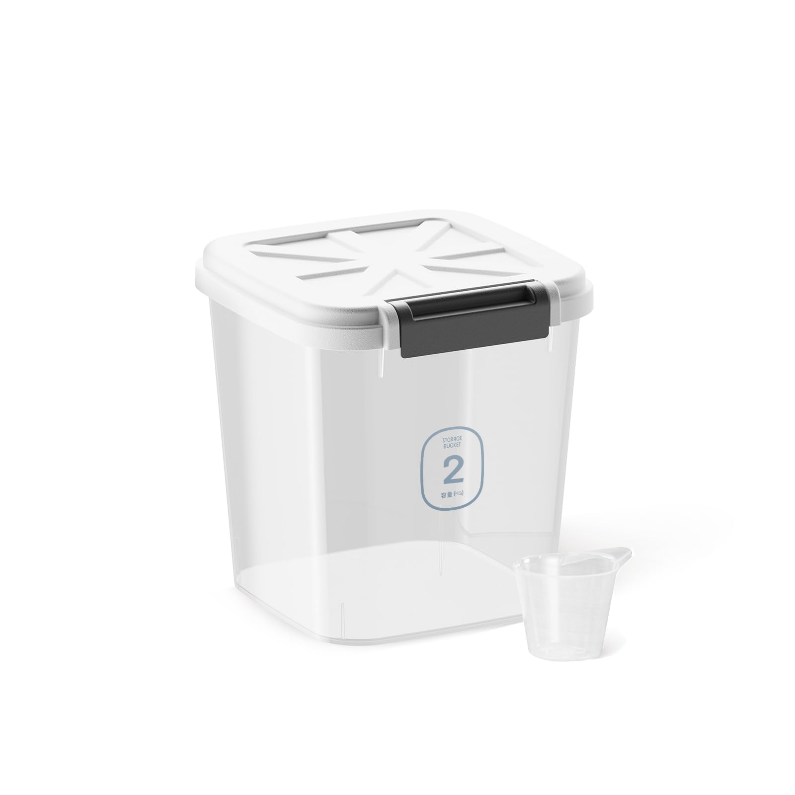 LivLab 5LBS Flour Container - Rice Dispenser 5LBS/2KG/2Qt Food Cereal Container Bins with Measuring Cup for Household Pantry Organization (5 LBS)