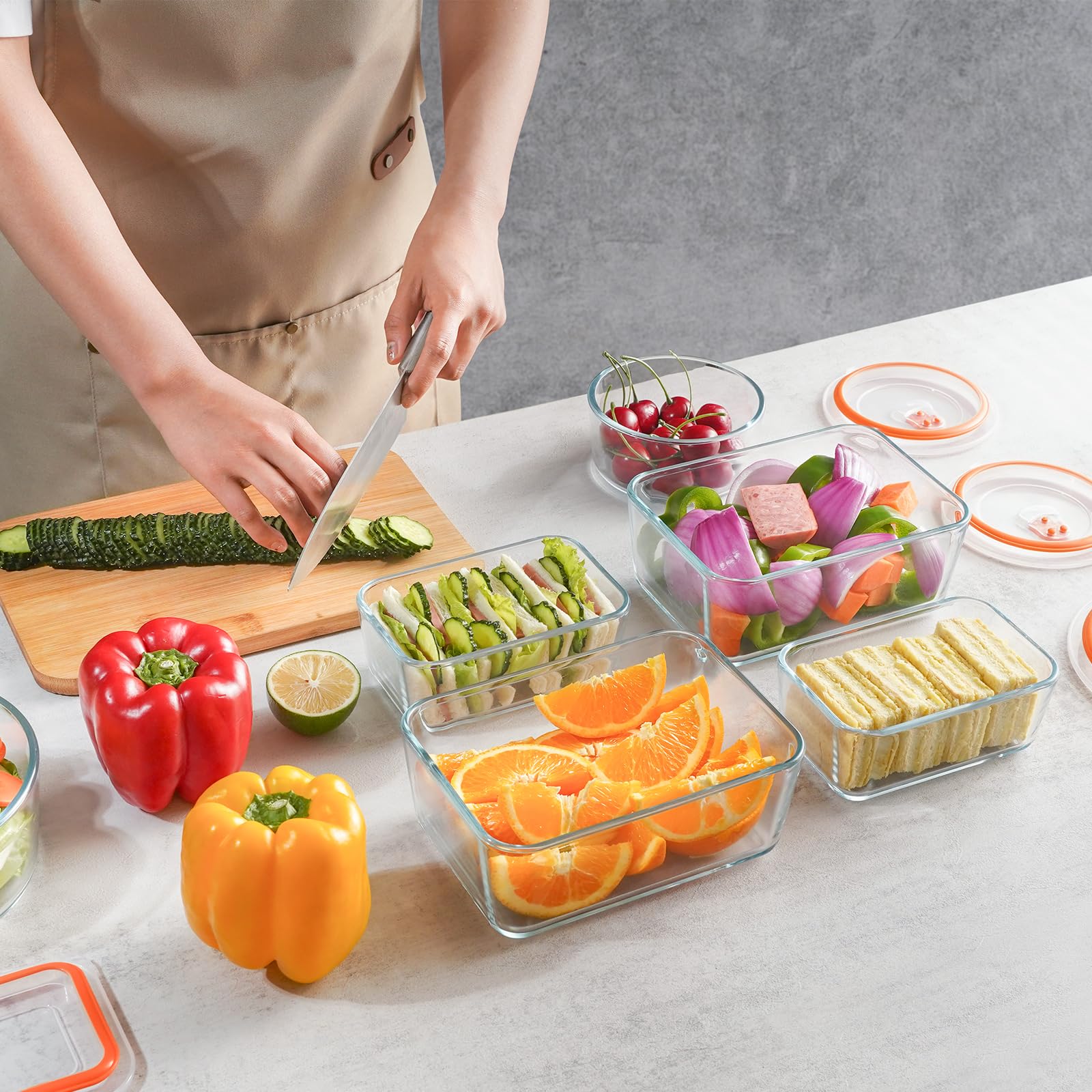 NUTRIUPS 16oz Glass Food Storage Containers with Lids, Set of 2 Reusable Meal Prep Containers, Glass Lunch Box, Lunch Containers