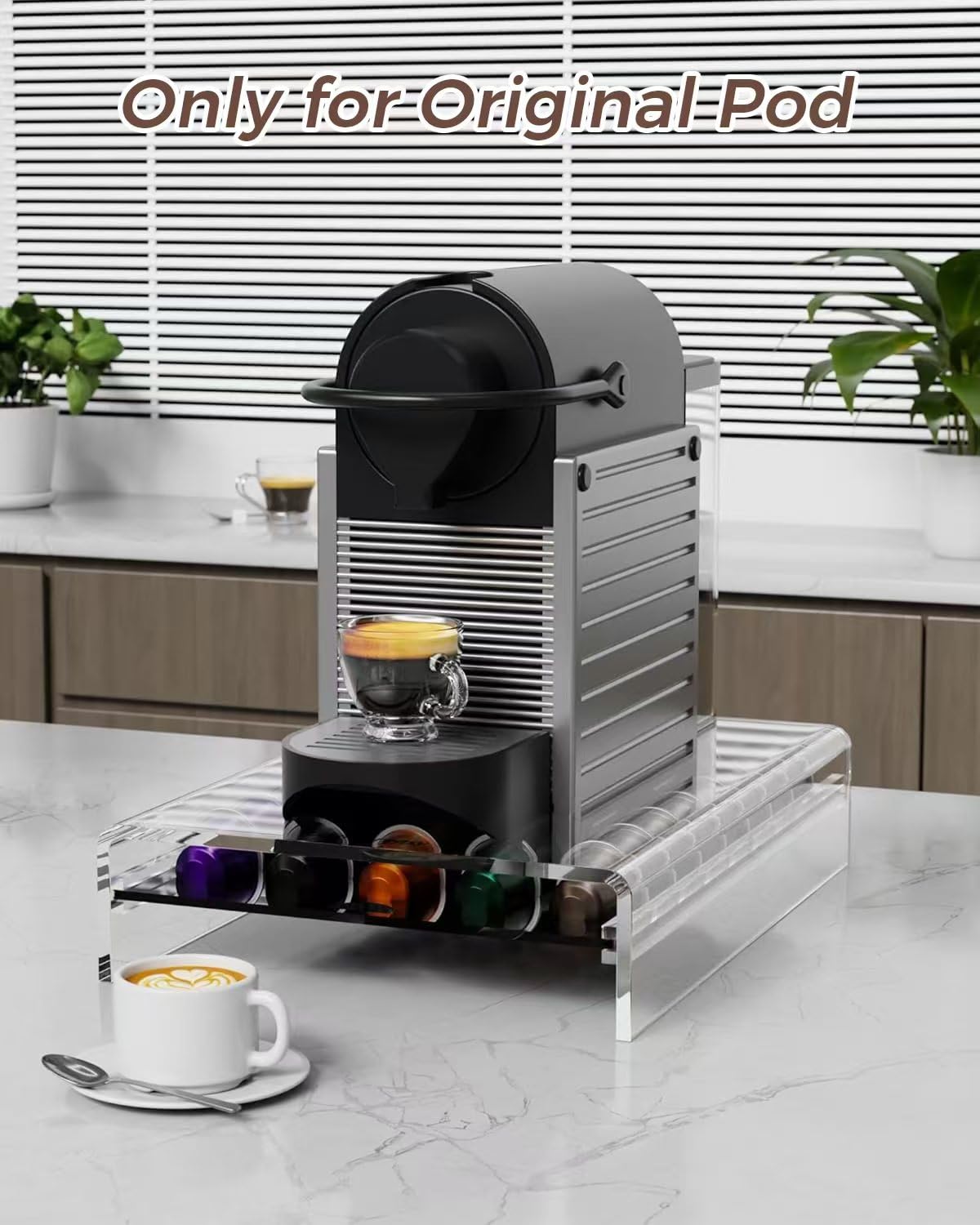 Storage Drawer for Nespresso OriginalLine Coffee Pod Holder for Counter Acrylic Coffee Capsule Organizer - 40 Pods