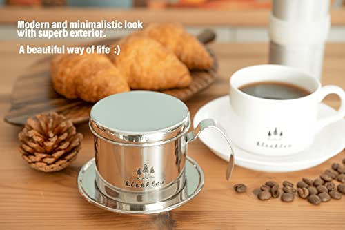 kleeklea Vietnamese Coffee Drip Filter, Vietnamese Coffee Maker, Phin, Filter Paper Free Stainless Steel Camping Coffee Maker ,Small French Press Portable Cup, Single Serve Coffee Maker