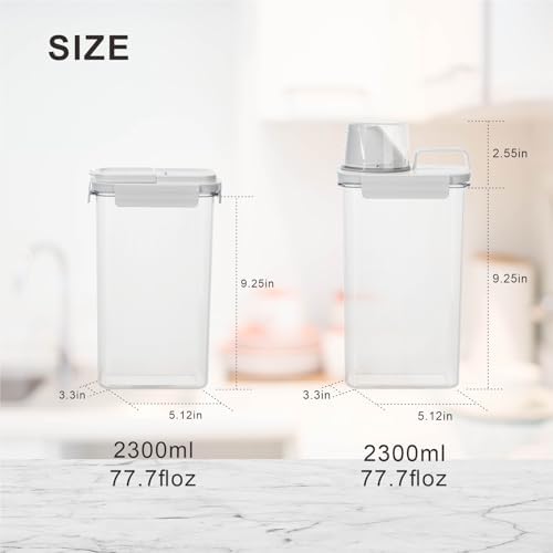 NBILIC Cereal Containers Storage Cereal Dispenser For Pantry Organization BPA Free Food Containers With Lid, Meal Rrep Containers Reusable (L-8PCS)