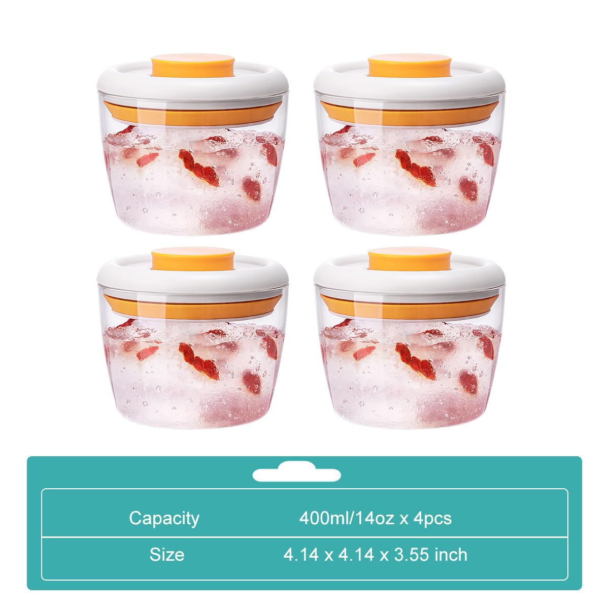 Glass Meal Prep Containers Overnight Oats Containers with Pop Lids,Airtight Food Storage Containers Reusable, Glass Bowl Wide Mouth Jars for Cereal Fruit Milk Salad Yogurt 4-Piece set 14oz 400ml