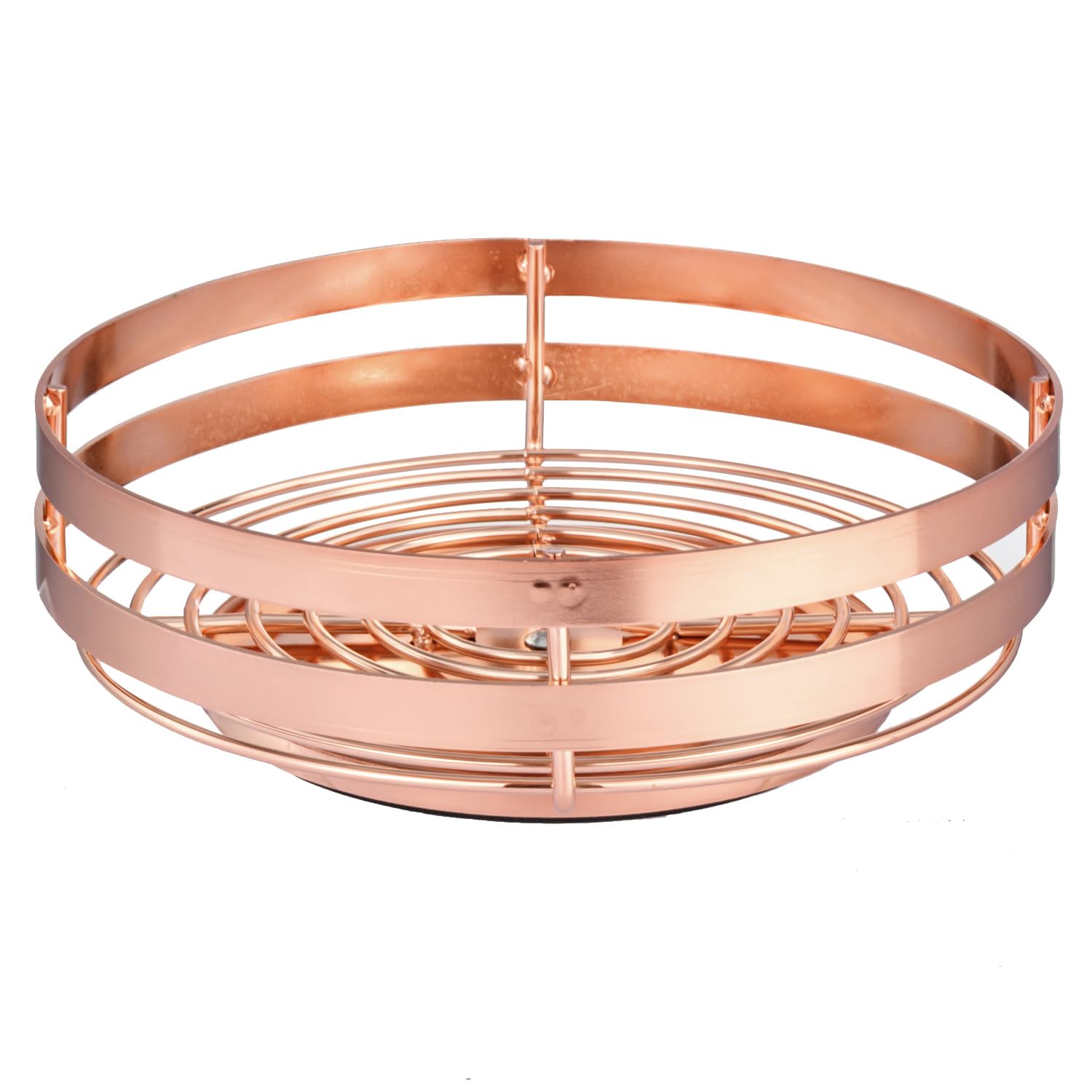 MyGift Modern Copper Tone Metal Wire Spice Rack Round Turntable, Lazy Susan Seasoning and Condiment Holder Spinning Rack, Pantry Organizer Tabletop Revolving Tray