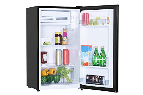 Danby DCR033B1BM 3.3 Cu.Ft. Compact Refrigerator, Mini Fridge with Top Chiller for Bar, Living Room, Den, Basement, Kitchen, or Dorm, Black