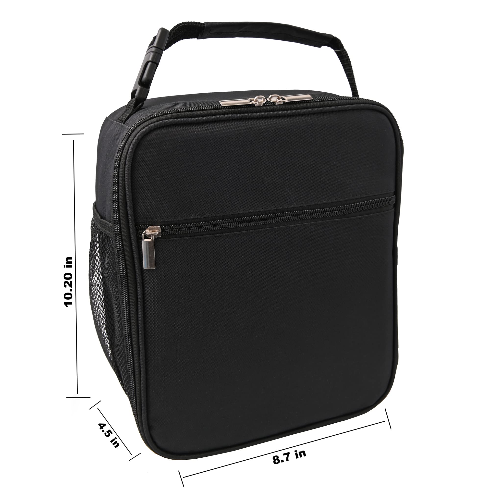Lunch Bag For Women & Men, Reusable Insulated Cooler Lunch Bag,Durable Spacious And Easy To Clean Lunch Bag,Leakproof Portable Lunch Box With Pocket And Clip On Handle,For Office Work School (Black)