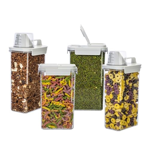 NBILIC Cereal Containers Storage Cereal Dispenser For Pantry Organization BPA Free Food Containers With Lid, Meal Rrep Containers Reusable (L-8PCS)