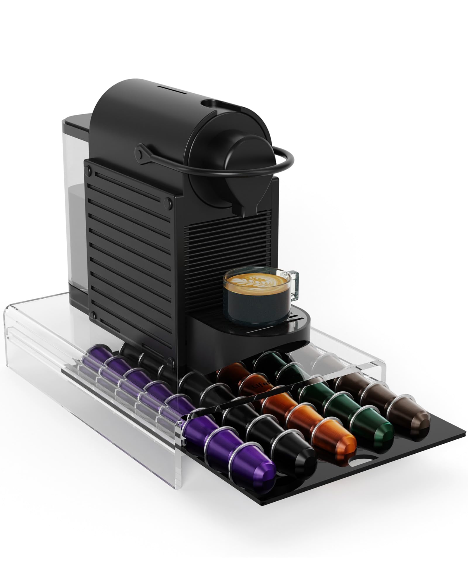 Storage Drawer for Nespresso OriginalLine Coffee Pod Holder for Counter Acrylic Coffee Capsule Organizer - 40 Pods
