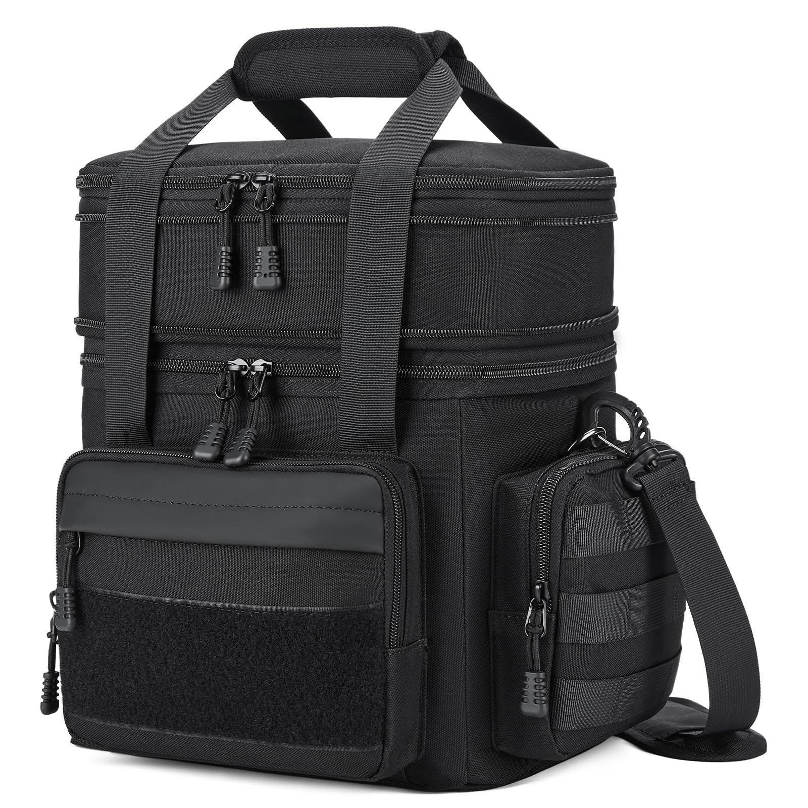 nylobist Insulated Lunch Box for Men: Reusable Tactical Lunch Bag for Work Office Picnic Outdoor - Large Portable Cooler Tote Bag Organizer for Adults - Black